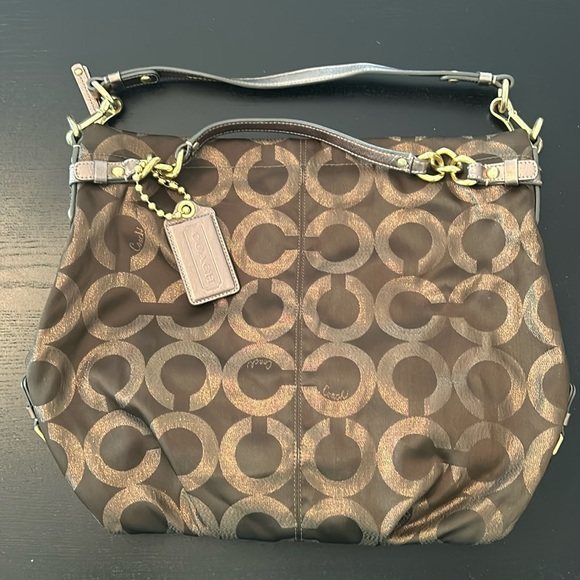 Coach | Bags | Coach Brooke Shoulder Bag Olive Green Gold Shimmer Olive ...